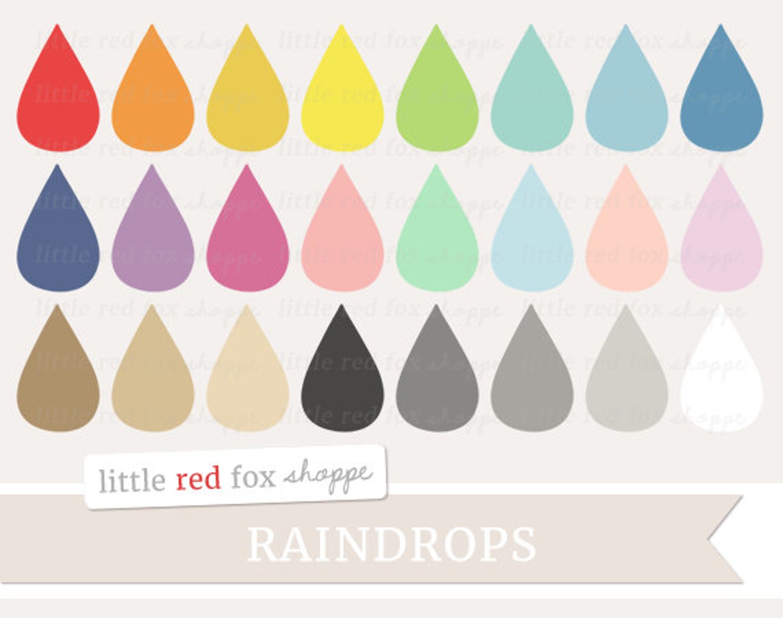 Raindrop Clipart Rain Drop Digital Clip Art Weather Storm - Etsy