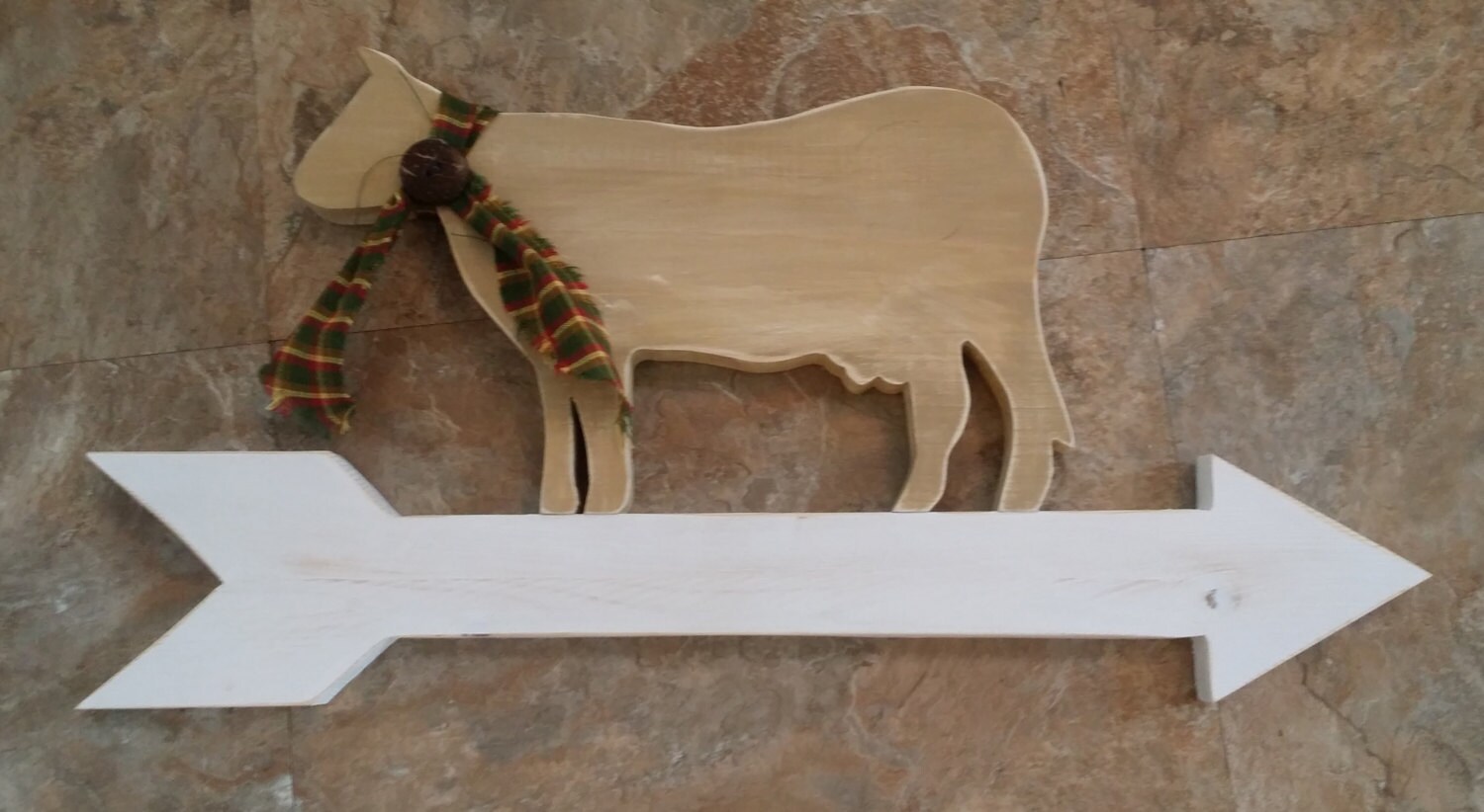 Cow Sign Cow on an Arrow Country Cottage Kitchen Decor | Etsy