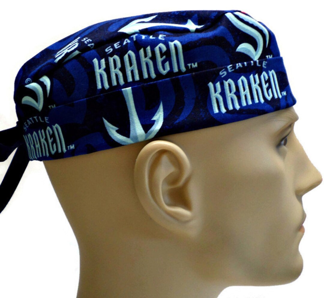 Men's Seattle Kraken Scrub Hat, Semi-lined, Cuffed or No Cuff, Handmade ...