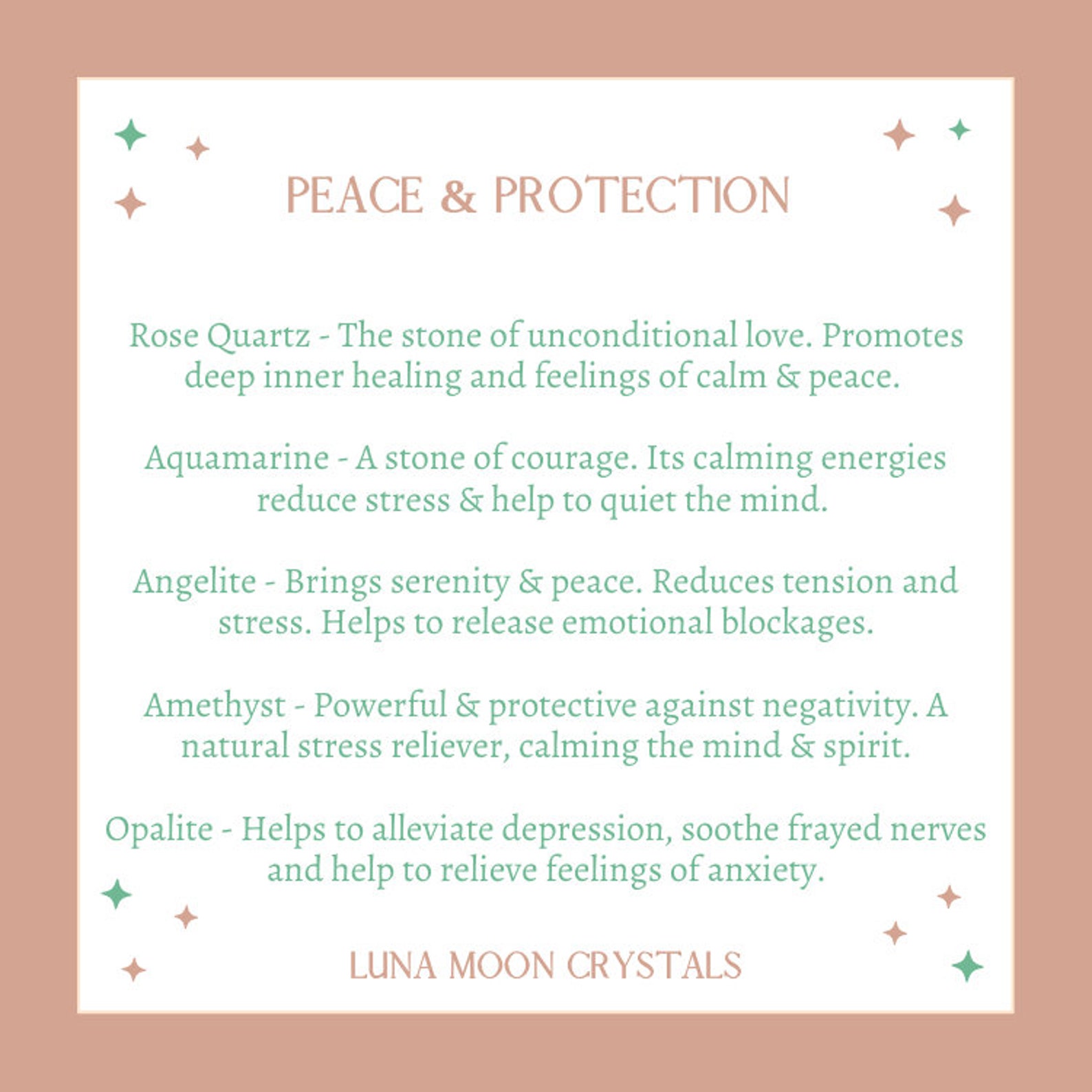 ANXIETY Healing, Peace & Protection Crystal Bracelet - Aquamarine ...