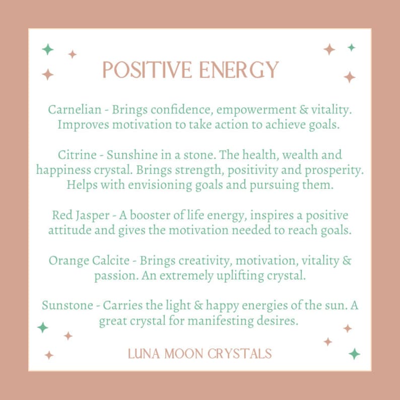 POSITIVE ENERGY Crystal Healing Bracelet - Happiness, Prosperity ...