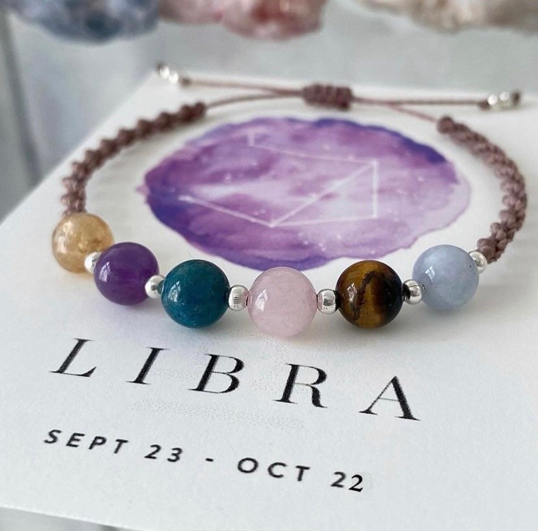 LIBRA Zodiac Crystal Bracelet - Star Sign Birthstone Gift - Crystal ...