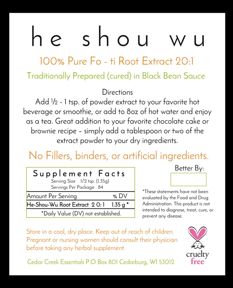 Fo-ti Root Extract Powder He Shou Wu 20:1 Botanical Extract | Etsy