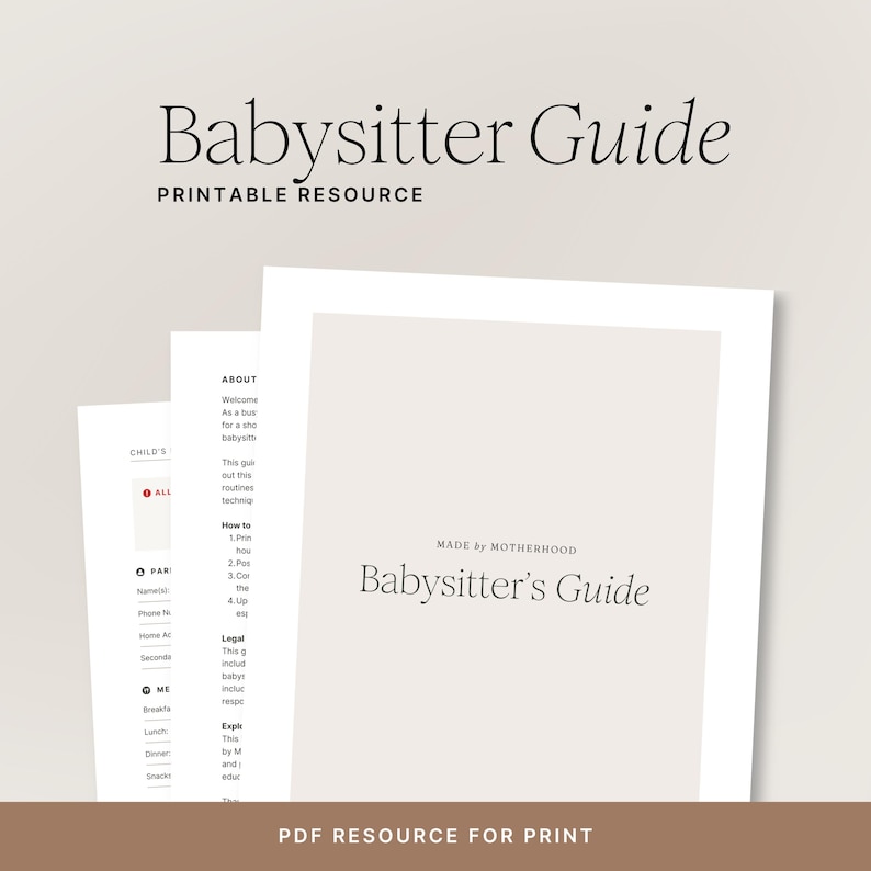 Babysitter Guide | Printable PDF Resource to Set Babysitters up for ...