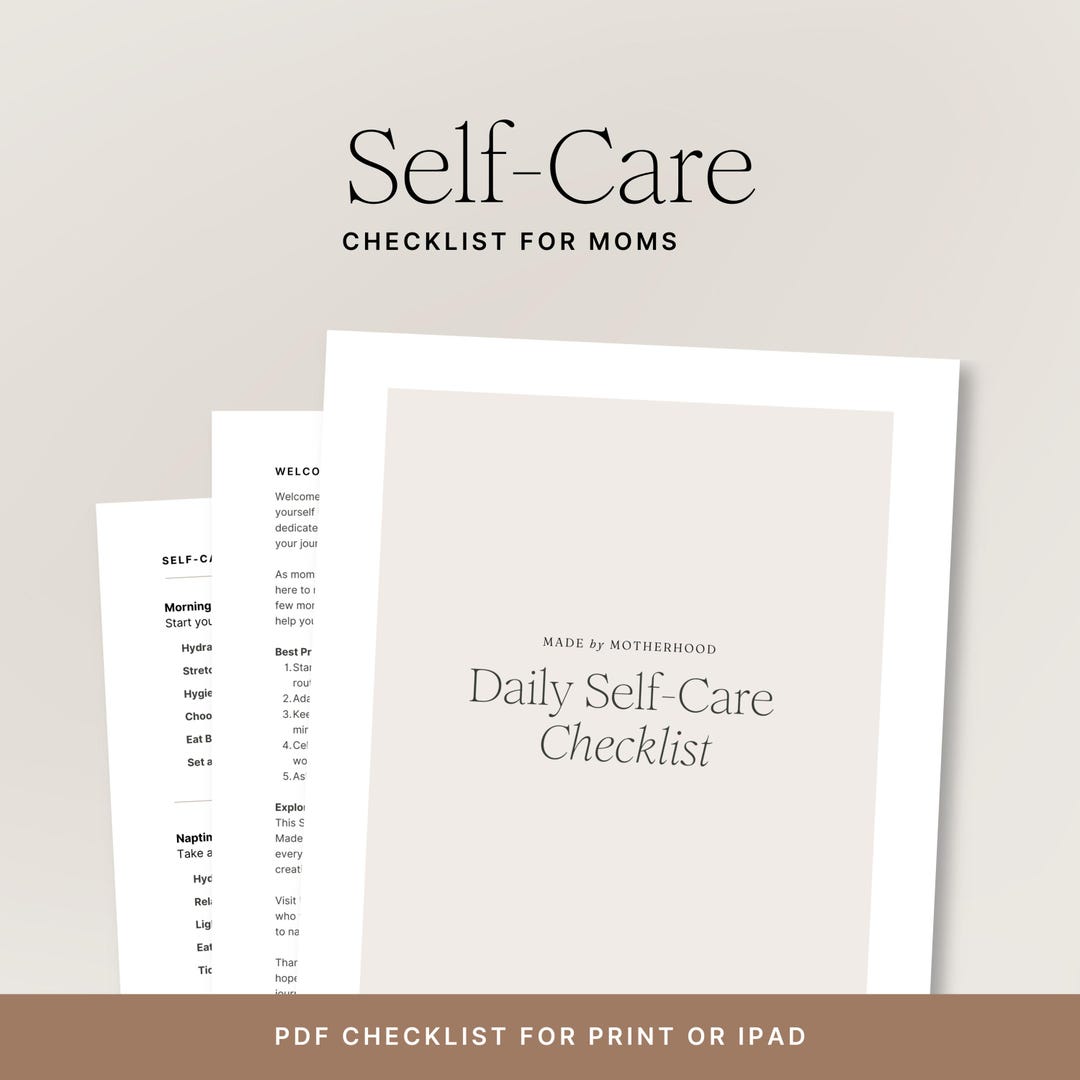 Daily Self-care Checklist for Moms | Printable PDF | Made by Motherhood ...