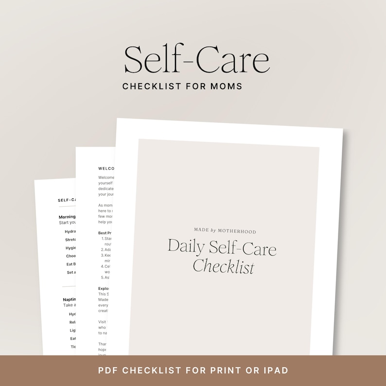 Daily Self-care Checklist for Moms | Printable PDF | Made by Motherhood ...