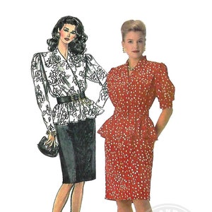 Simplicity 9701 Sewing Pattern Misses Funnel Neckline Dress With Peplum ...