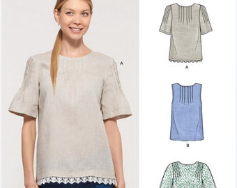 New Look 6891 Sewing Pattern Misses Easy Pullover Tops With Neckline ...