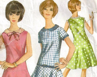 Simplicity 7293 Sewing Pattern Misses Vintage 60s Aline Dress With ...