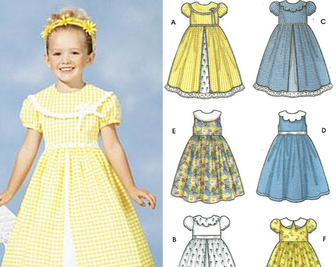 Simplicity 7120 Sewing Pattern Six Made Easy Girls Dresses With Sleeve ...
