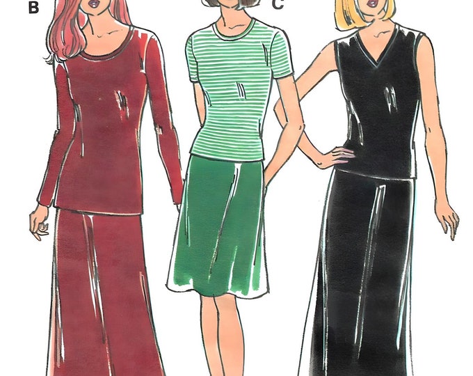 Kwik Sew 2619 Sewing Pattern for Misses Knit Skirts and Tops XS-XL ...