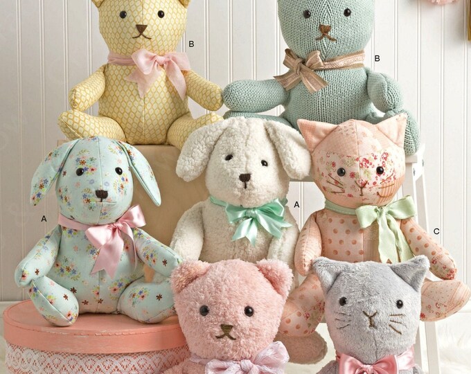 Simplicity 8716 Sewing Pattern for Stuffed Animals Teddy Bear Puppy Dog ...
