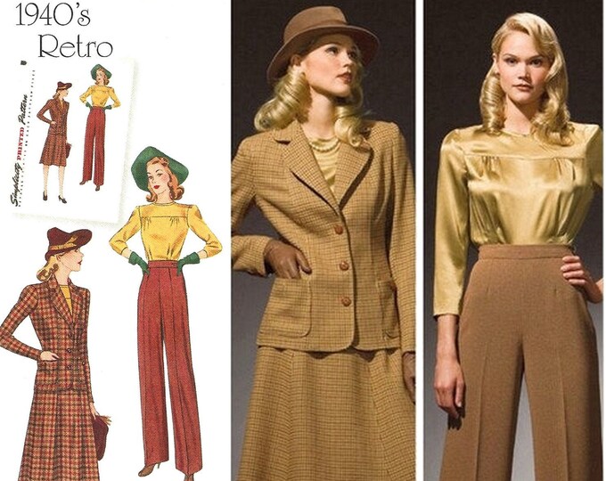 Simplicity 3688 Sewing Pattern Womens Plus Size Retro 1940s Blouse ...