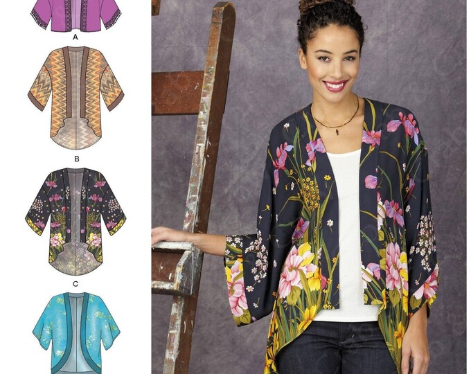 Simplicity 1318 Sewing Pattern Misses Kimono Jacket Open Front Cardigan ...