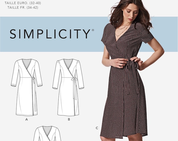 Simplicity S8735 Sewing Pattern Misses Classic Wrap Dress With Sleeve ...