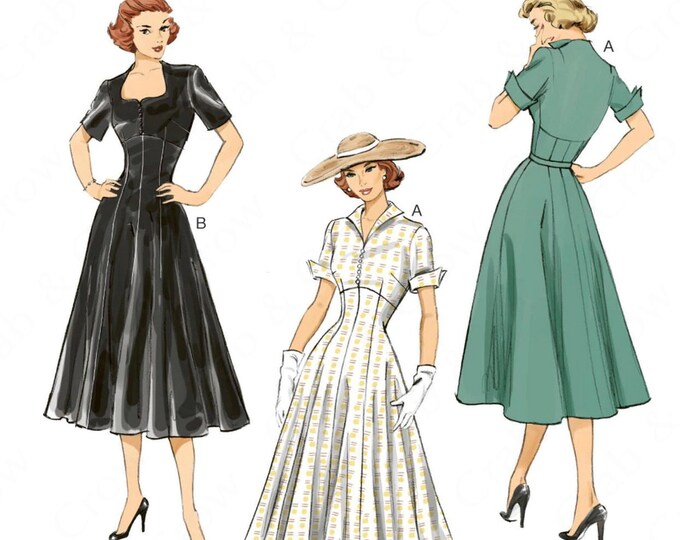 Butterick B6018 Sewing Pattern Misses Retro '52 Fit and Flare Empire ...
