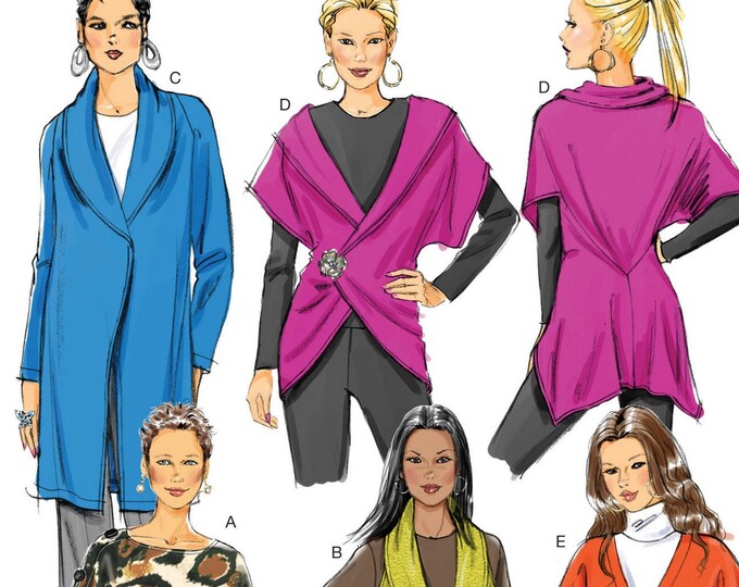 Butterick B5680 Sewing Pattern Misses Easy Loose Fitting Wraps and ...