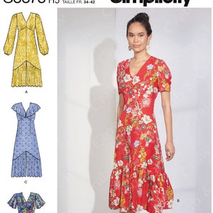 Simplicity S8875 Sewing Pattern Misses Flounce Interest Dresses With ...
