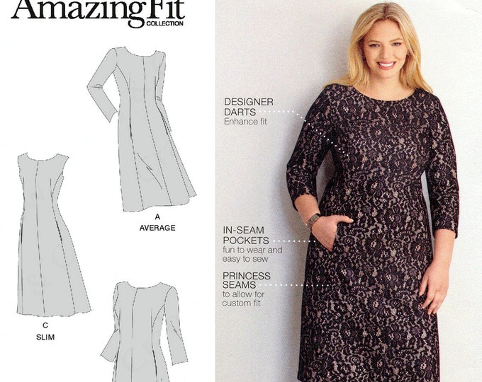 Simplicity 8258 Sewing Pattern Womens Plus Size Amazing Fit Dress Round ...