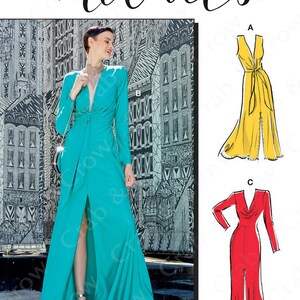 Mccalls M8037 Sewing Pattern Misses Plunging Drape Neckline Dress ...