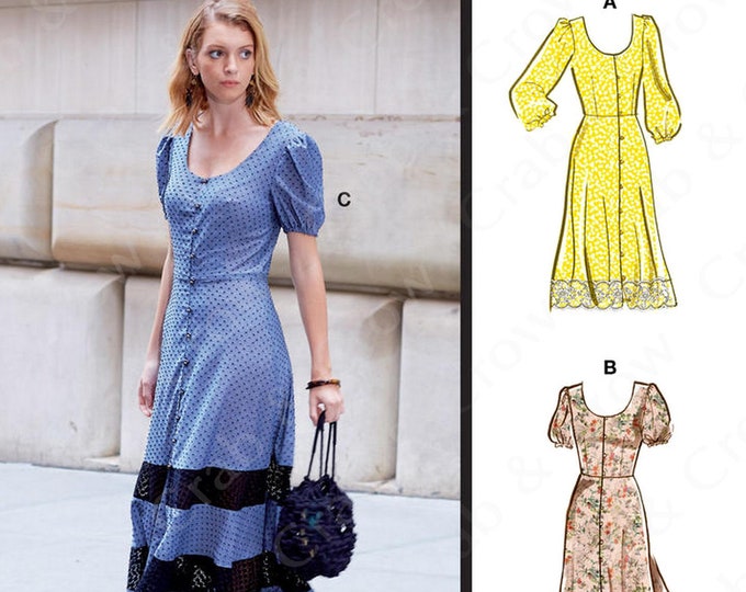 Mccalls M8033 Sewing Pattern Misses Button Front Puff Sleeve Dress in ...