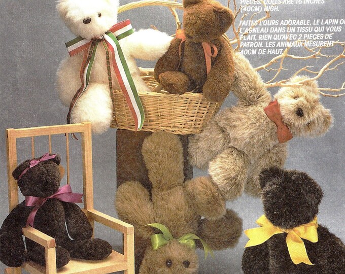 Mccalls 6907 Sewing Pattern for Carol's Zoo Stuffed Animals Bear Rabbit ...