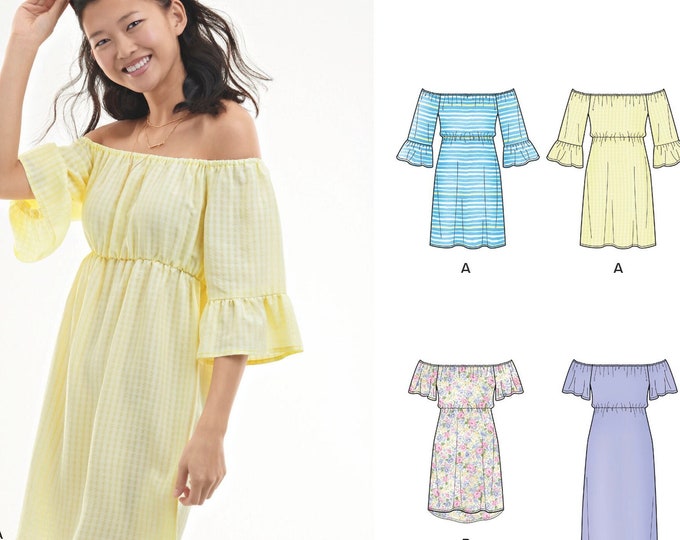 New Look 6550 Sewing Pattern for Misses Easy Off-the-shoulder Dresses ...