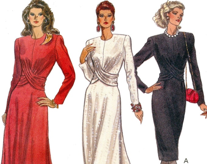 Vogue 7610 Sewing Pattern Misses Vintage 80s Long Sleeve Dress With ...