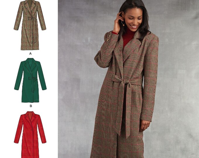 Simplicity 8796 Sewing Pattern for Misses Lined Tie Closure Coats With ...