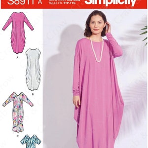 Simplicity S8911 Sewing Pattern Misses Knit Caftans With Neckline and ...
