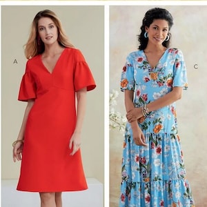 Butterick B6678 Sewing Pattern Misses Easy Unlined Dress With Sleeve ...