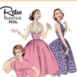 Butterick B6938 Sewing Patterns Misses Retro 50s Halter Dress - Etsy