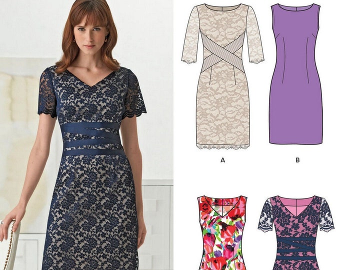 New Look 6261 Sewing Pattern Misses Sheath Dress With Neck and Sleeve ...