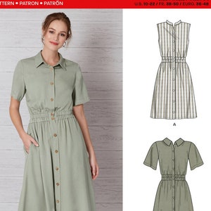 New Look N6651 Sewing Pattern for Misses Button Front Dresses With ...