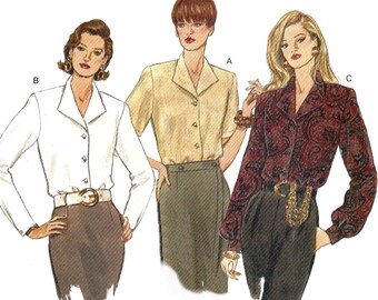 Vogue 7063 Sewing Pattern Misses Semi Fitted Blouse With Shaped Hem Fly ...