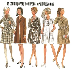 Butterick 5209 Sewing Pattern for Misses Vintage 60s Coatdress With ...