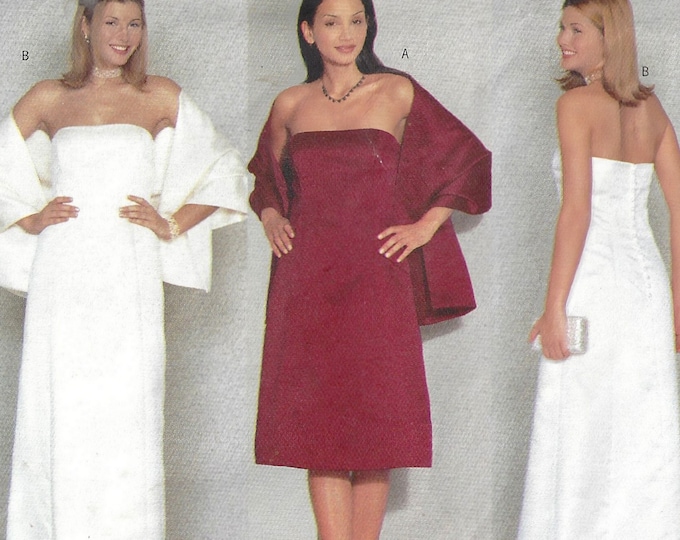 Butterick 6393 Sewing Pattern Misses Strapless Dress in Two Lengths and ...