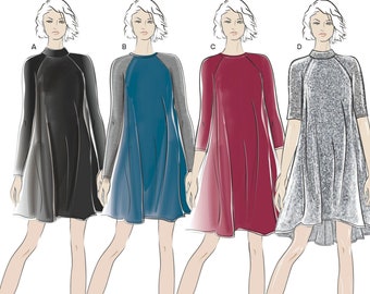 New Look 6340 Sewing Pattern for Misses Easy Trapeze Swing Dresses With ...