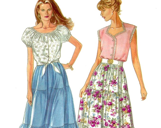 Simplicity 8361 Sewing Pattern Misses Pull-on Tiered Skirt and Button ...
