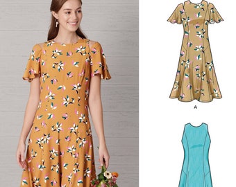 New Look 6340 Sewing Pattern for Misses Easy Trapeze Swing Dresses With ...