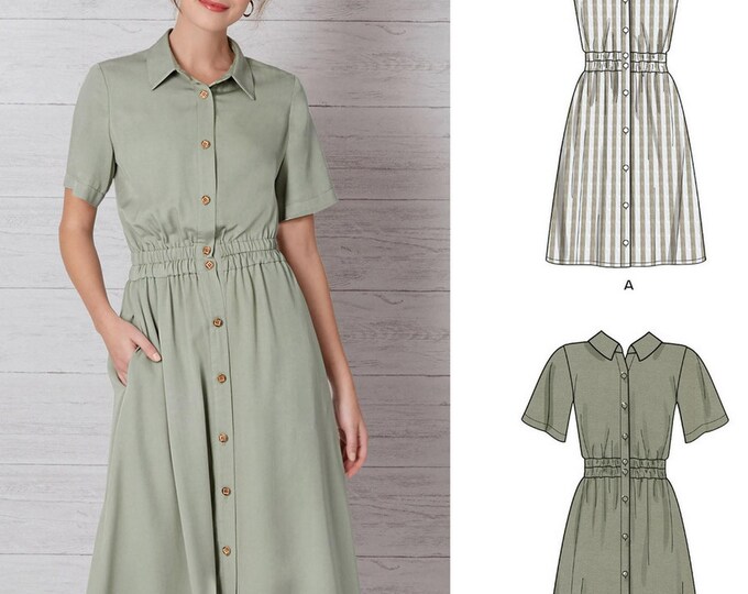 New Look N6651 Sewing Pattern For Misses Button Front Dresses With 