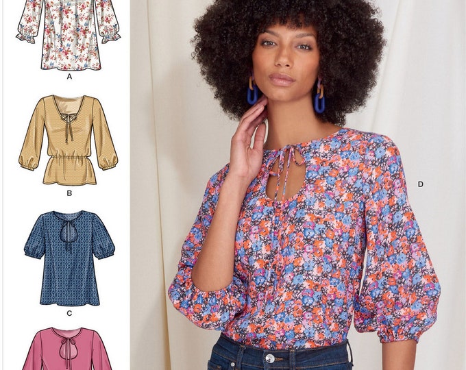 Simplicity S9386 Sewing Pattern for Misses Set of Retro 60s Blouses Sz ...