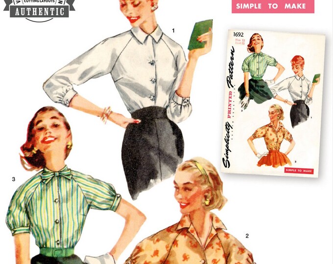Simplicity S9818 Sewing Pattern Misses Simple to Make Vintage 50s ...