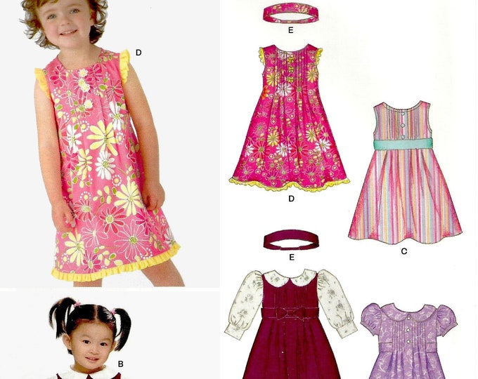 New Look 6577 Sewing Pattern for Toddlers Raised Waist Dresses and Hat ...