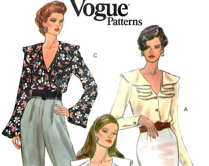 Vogue 8702 Sewing Pattern Misses Vintage 90s Collar Interest Long ...