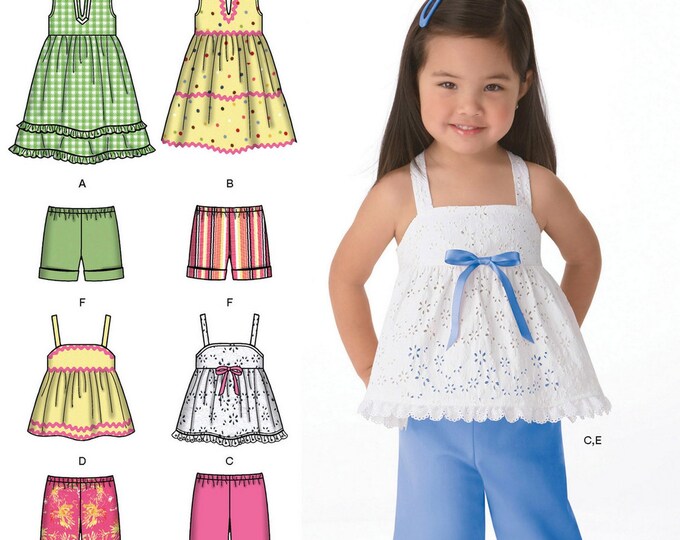 Simplicity 1451 Sewing Pattern Toddlers Easy to Sew Dresses Top Cropped ...