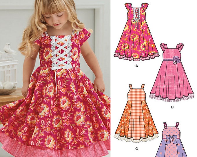 New Look 6278 Sewing Pattern for Girls Dress With Bodice Trim and ...