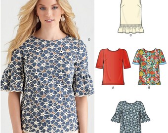 New Look 6891 Sewing Pattern Misses Easy Pullover Tops With Neckline ...