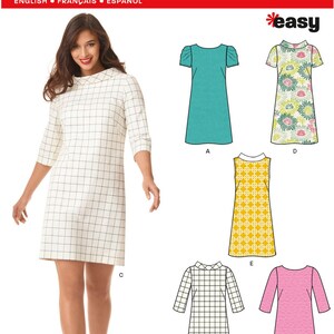 New Look 6145 Sewing Pattern Misses Knee Length Dresses Wide Round ...