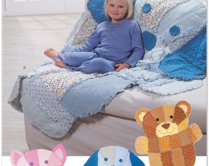 Simplicity S9674 Sewing Pattern Cuddly Animal Themed Rag Quilt Wall ...